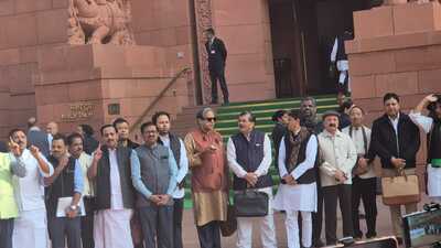 Opposition MPs protest in Parliament premises over National Herald case