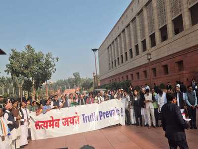 Opposition MPs protest in Parliament premises over National Herald case